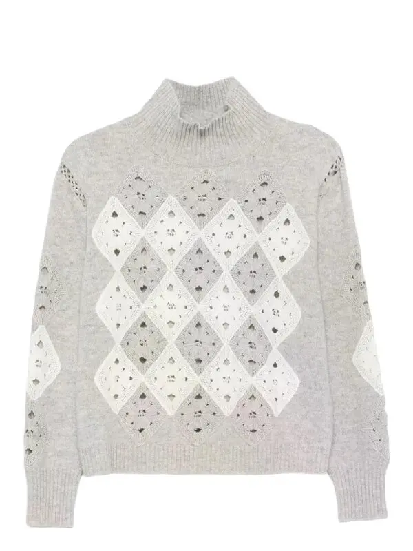 ERMANNO FIRENZE Argyle Crochet-knit Sweater - Grey