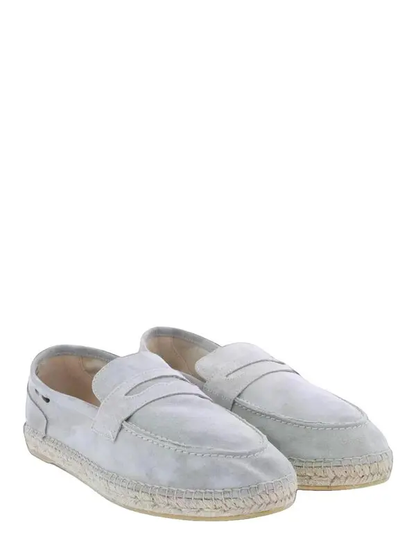 PARIS PUNK Suede Espadrille Loafers - Grey