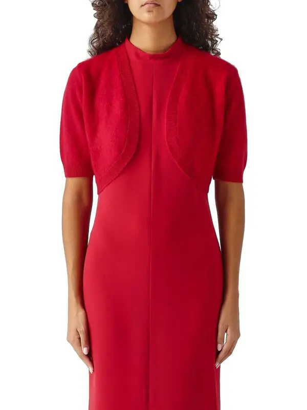 TWINSET Cropped Short-sleeved Cardigan In Wool And Cashmere Blend - Red