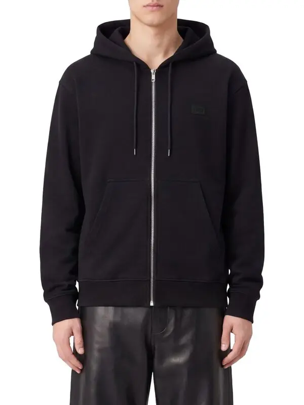 MAISON MARGIELA Cotton Zip-up Hoodie With Tonal Logo - Black