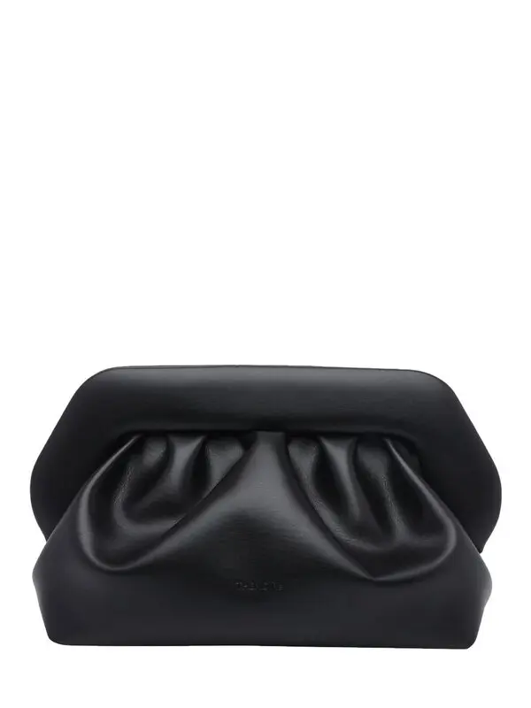 THEMOIRE Bios Clutch In Vegan Leather With Magnetic Closure And Removable Strap - Black