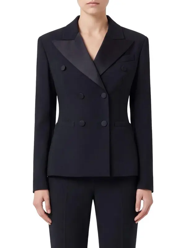 Ermanno Scervino Cropped Double-breasted Cady Blazer With Peak Lapels - Black