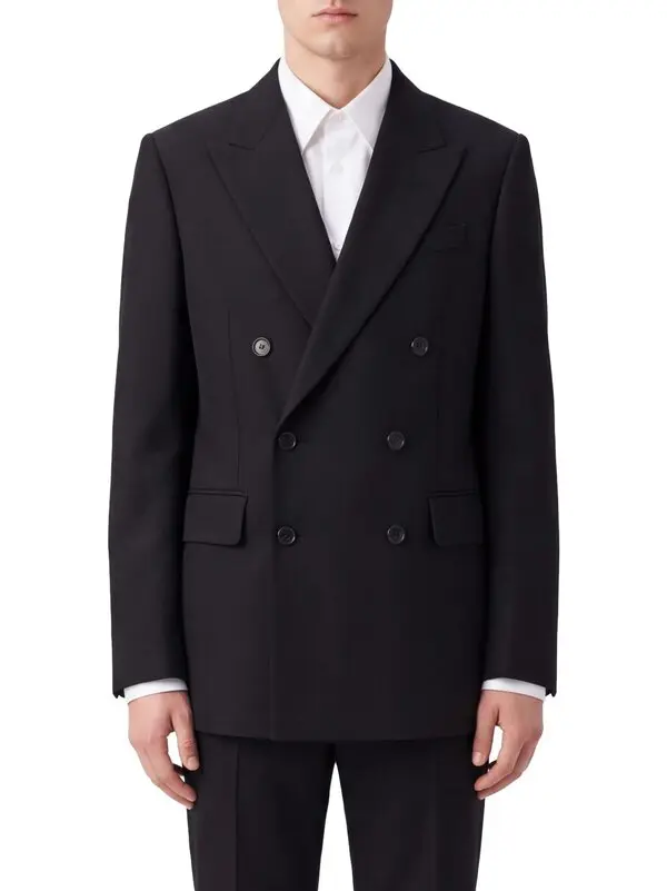 Dries Van Noten Double-breasted Wool Blazer With Peak Lapels - Black