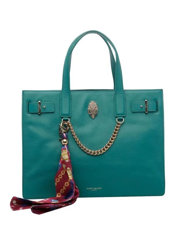 Kurt Geiger Sloane Handbag In Leather With Strap And Rhinestones - Green