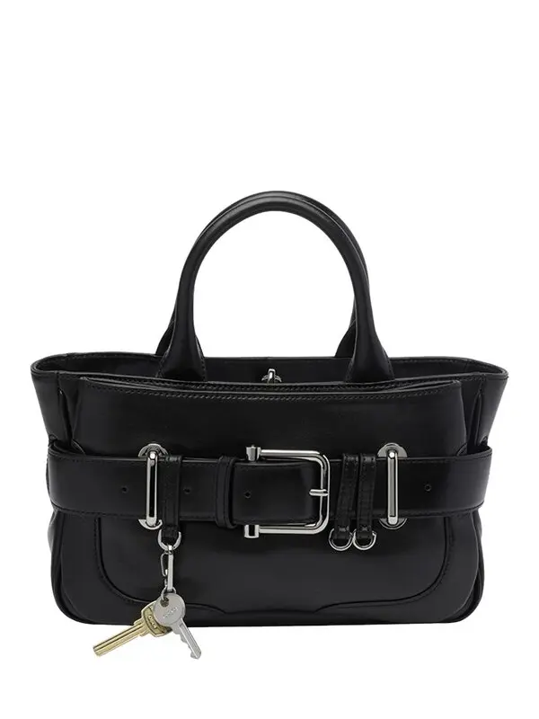 OSOI Brocle Smooth Leather Handbag With Buckle Detail And Removable Strap - Black