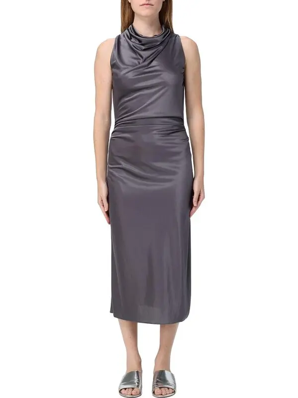 Pinko Draped Off-the-shoulder Jersey Midi Sheath Dress - Grey