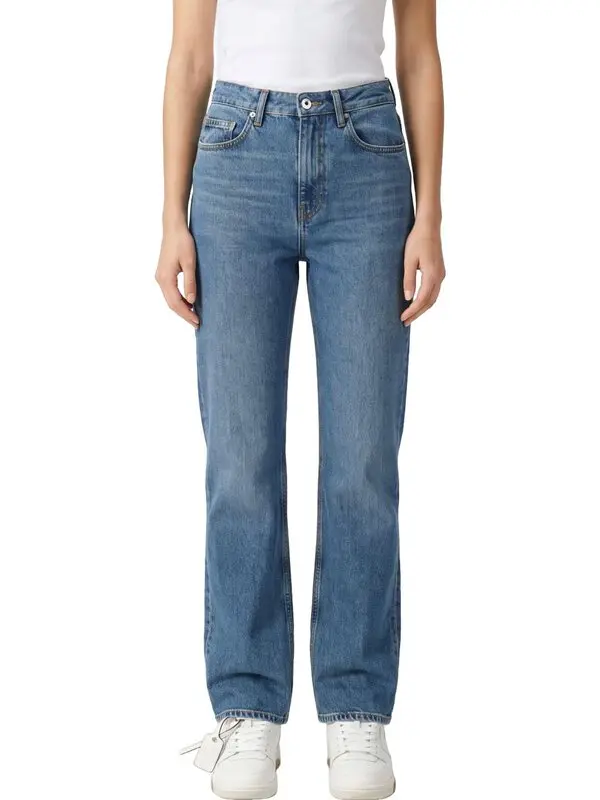 Off-White Venus Slim Fit Jeans In Mid-rise Cotton Denim With A Straight Hem - Blue