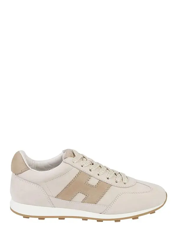 Hogan H727 Leather And Nubuck Sneakers With Memory Foam Insole - Brown