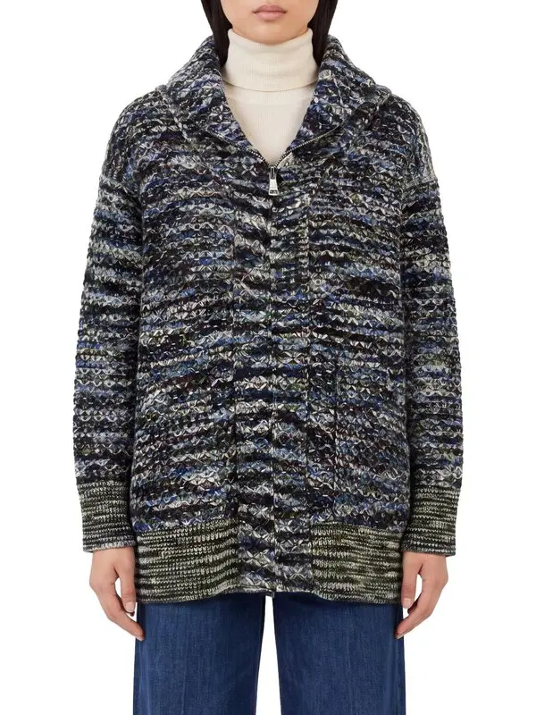 Missoni Abstract Pattern Wool Blend Cardigan With Shawl Collar - Multicolor