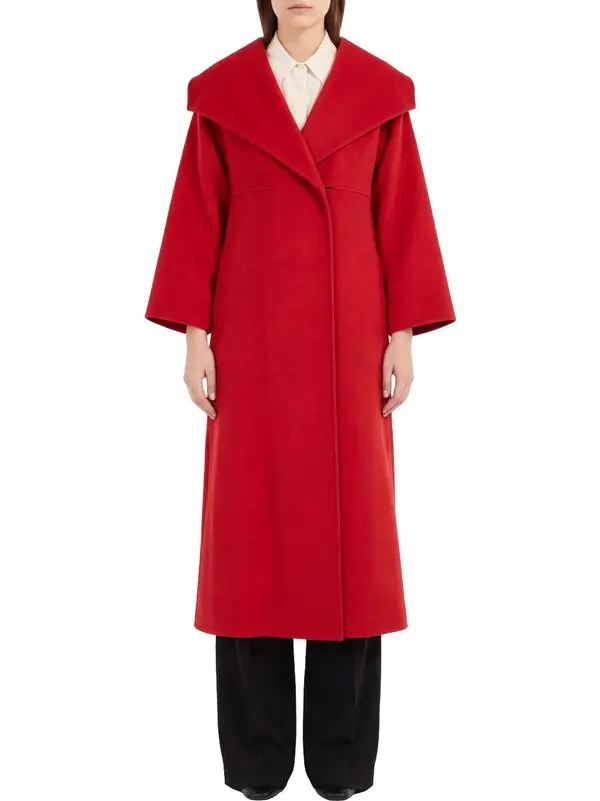 Liviana Conti Long Wool, Silk And Cashmere Coat With Shawl Collar - Red