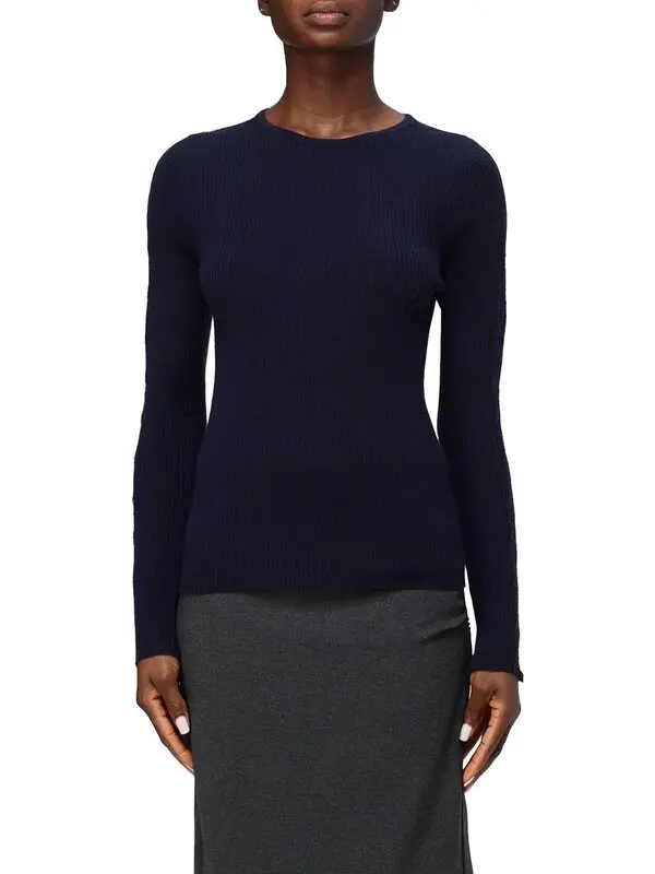 Pinko Lace-insert Wool, Silk And Cashmere-blend Jumper - Blue