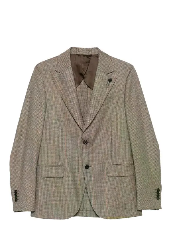 LARDINI Prince Of Wales Check Single-breasted Jacket - Brown