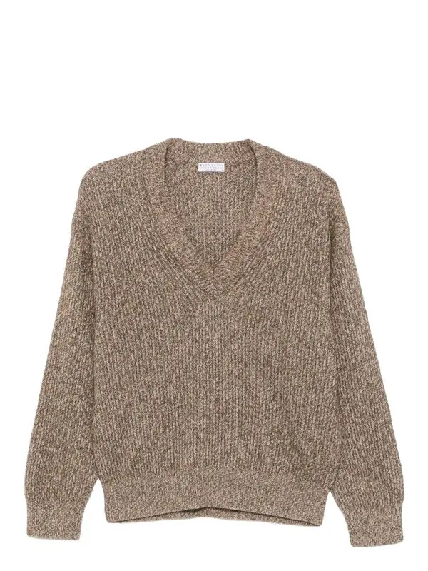 Brunello Cucinelli Cashmere V-necked Sweater - Brown