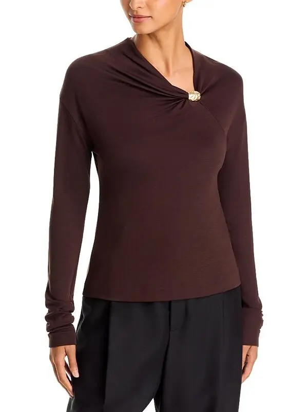 Hugo Boss Edonya Embellished Long Sleeve Top Exclusive - Mole