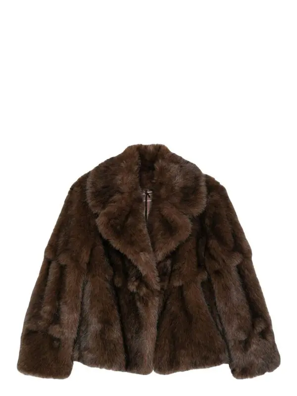 Ermanno Scervino Oversized-collar Faux-fur Jacket - Brown