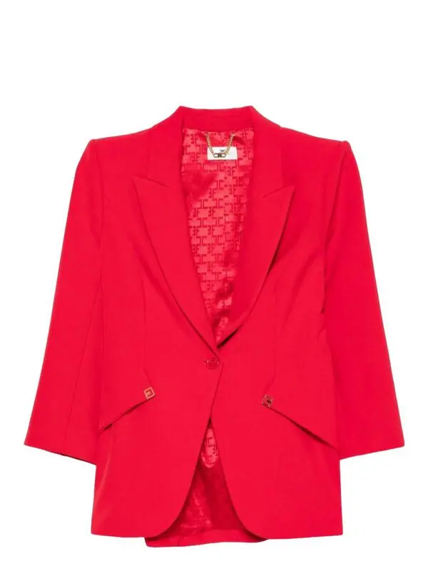 Elisabetta Franchi Logo-plaque Blazer And Straight-leg Trousers Suit - Red