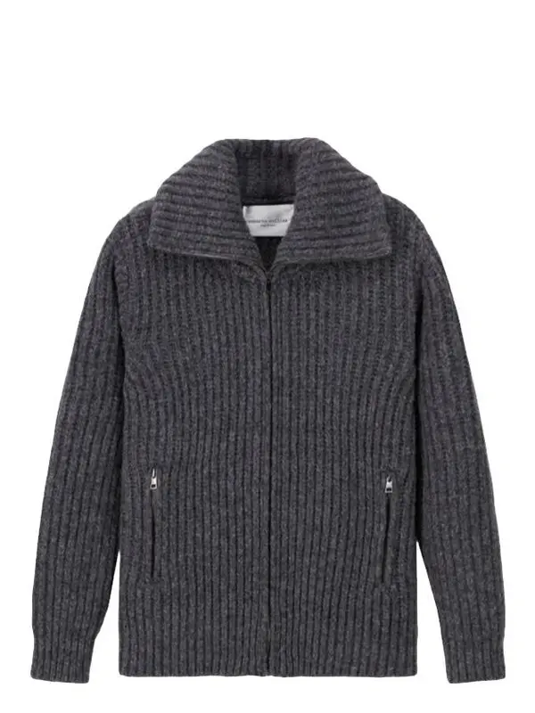 ROBERTO COLLINA Ribbed Zip-up Cardigan - Black