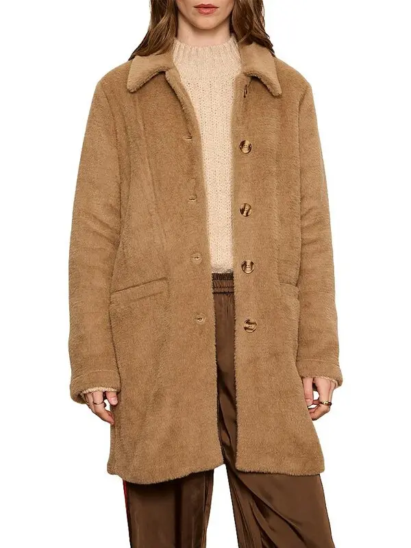 Sanctuary Upside Spread Collar Cozy Button Up Jacket - Hot Cocoa