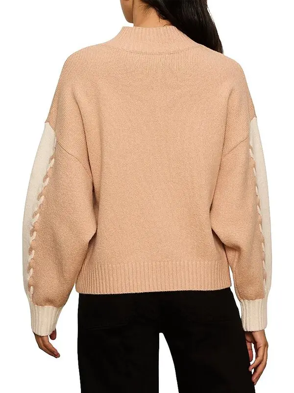 Sanctuary Color Blocked Mock Neck Sweater - Hazelnut