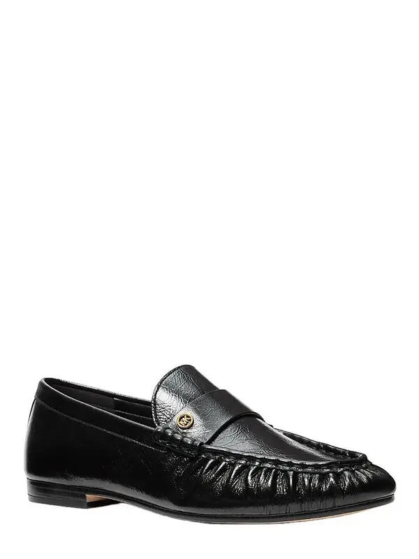 Michael Kors Jennings Ruched Leather Loafers - Black