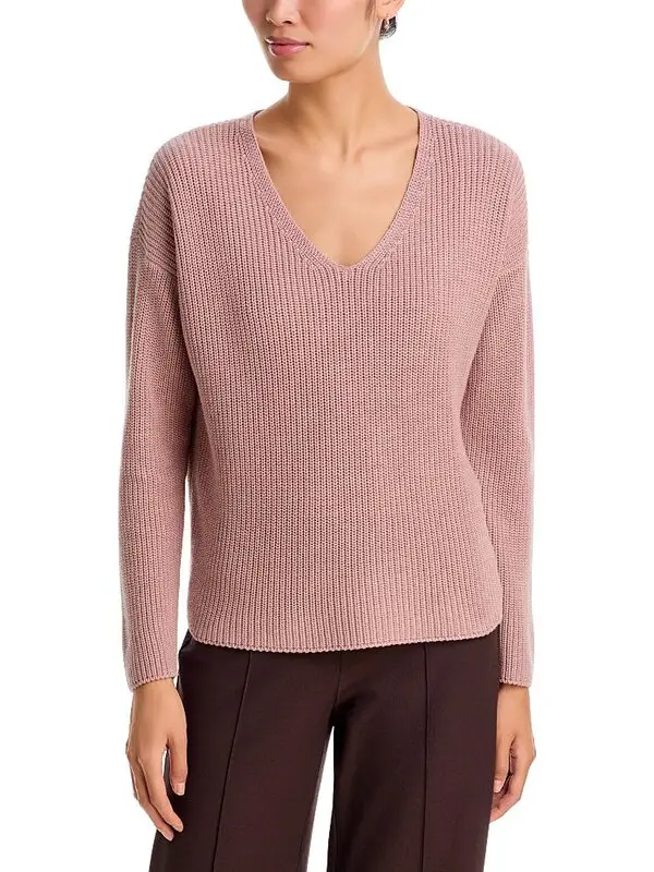 Eileen Fisher V Neck Ribbed Sweater - Opal