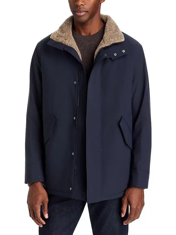 Herno Fleece Lined Car Coat - Navy