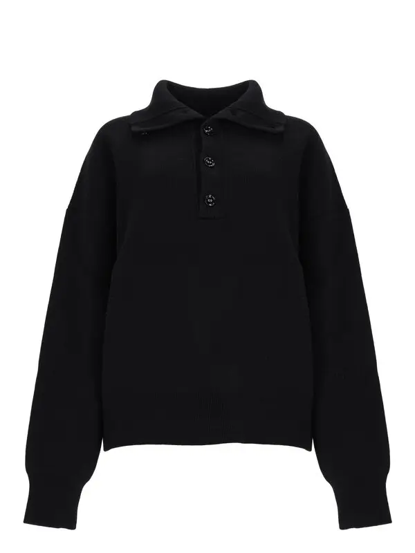 AMI Paris Maglia In Lana Con Bottoni - Black