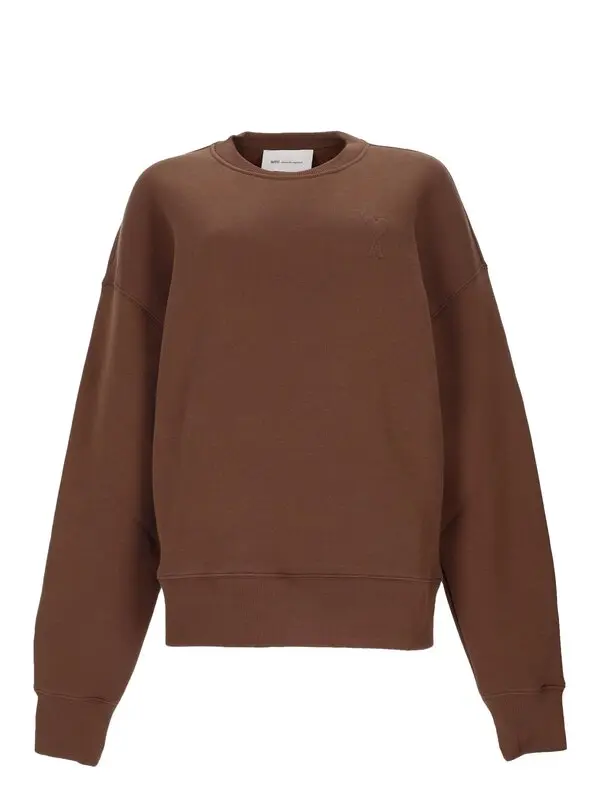 AMI Paris Felpa Con Logo - Brown