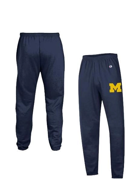 Champion Michigan Wolverines Powerblend Banded Fleece Sweatpants - Navy