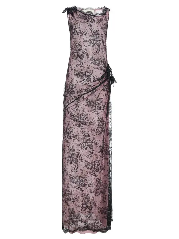 WIEDERHOEFT Sleeveless Chantilly Lace Maxi Dress - Black