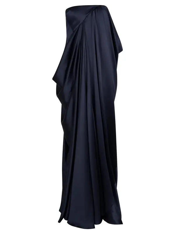 HEIRLOME Cindy Pleated Silk Maxi Dress - Navy