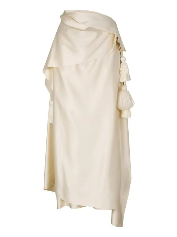HEIRLOME Rosario Tasseled Silk Maxi Skirt - Ivory