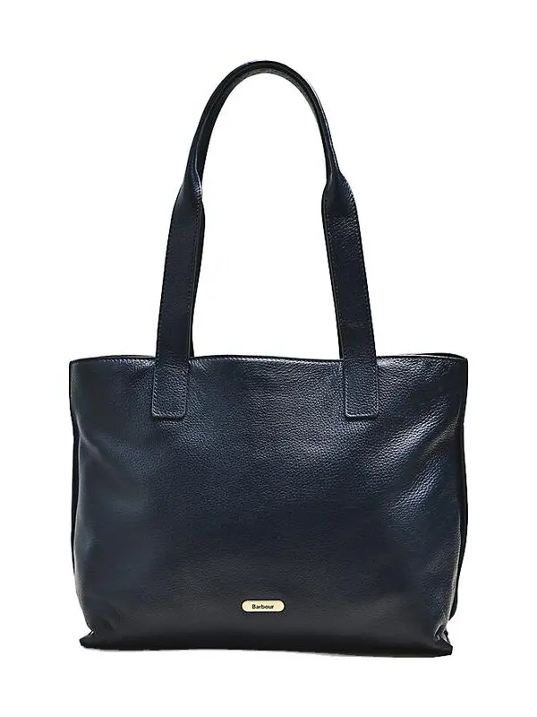 Barbour Alder Large Leather Tote Bag - Navy