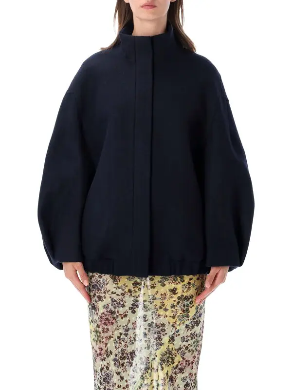 Dries Van Noten Oversized Wool Blend High-neck Coat - Blu
