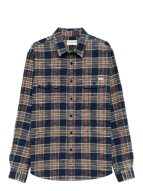 ROY ROGER'S Mini Logo Cotton Shirt - Navy