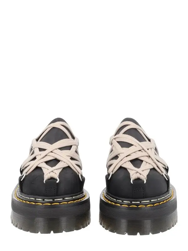 DR. MARTENS X RICK OWENS Mini Flat Quad Sole Lace-up Shoes In Cow Leather - Black
