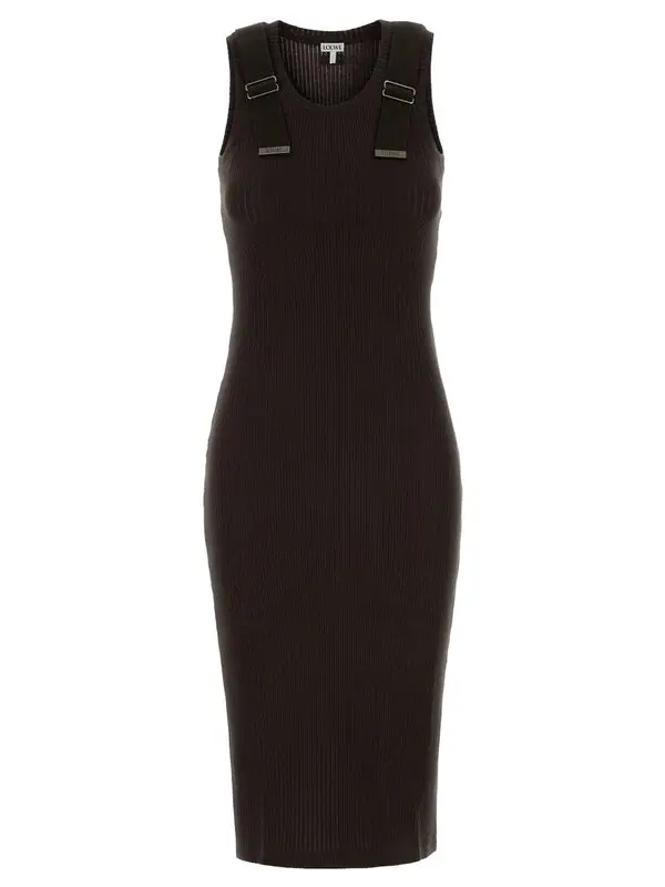 Loewe Chocolate Stretch Cotton Mini Dress - Brown