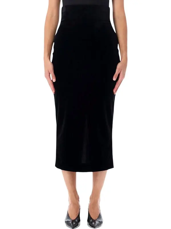 Alberta Ferretti High-waist Pencil Midi Skirt - Nero