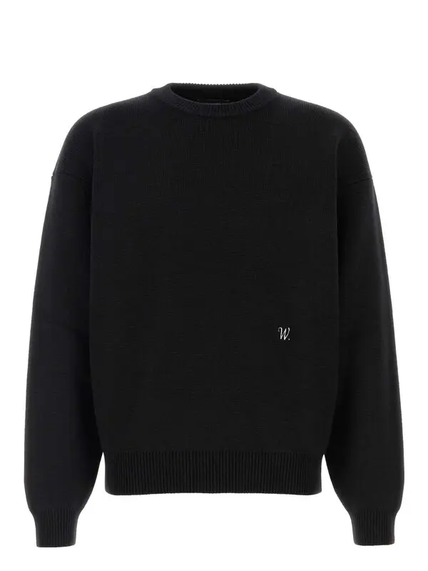 WILLY CHAVARRIA Wool Sweater With Bold Graphic-inspired Mini Texture - Black
