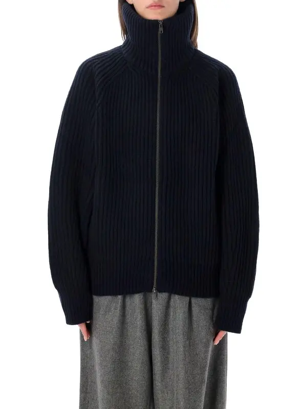Soeur Zip-front Ribbed Wool Turtleneck Sweater - Blu
