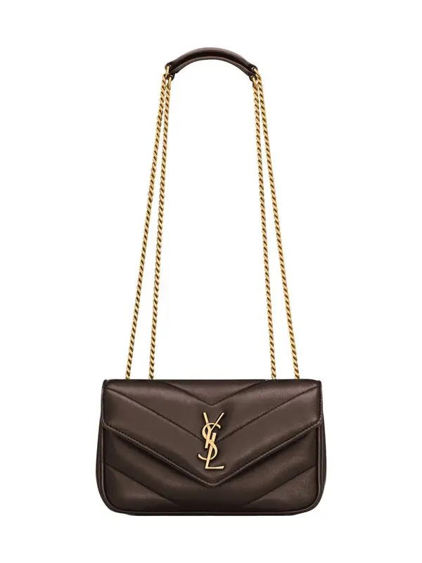 Saint Laurent Mini Lambskin Crossbody With Cotton Lining And Magnetic Snap - Marrone