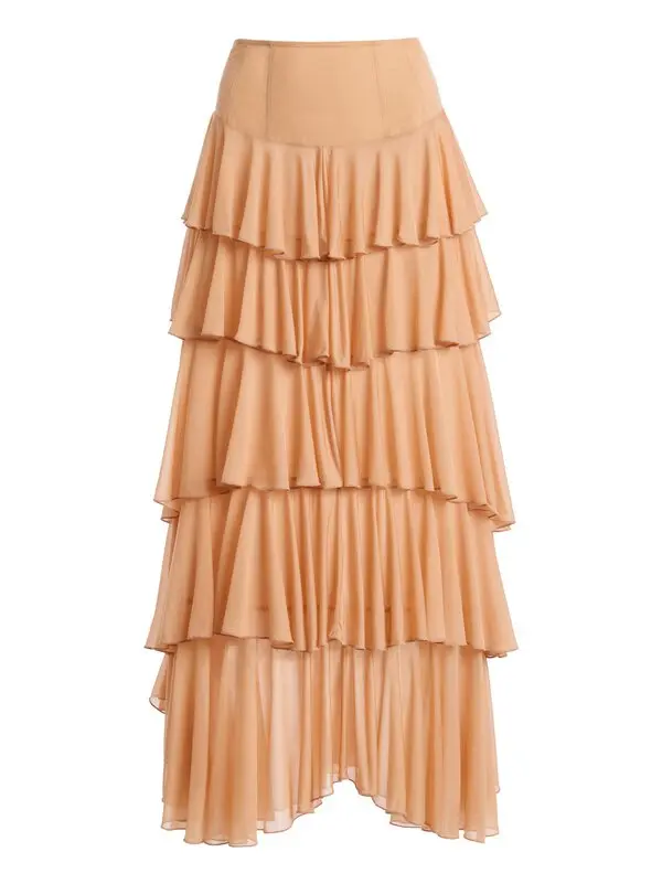 Ulla Johnson Marta Ruffled Maxi Skirt - Tan