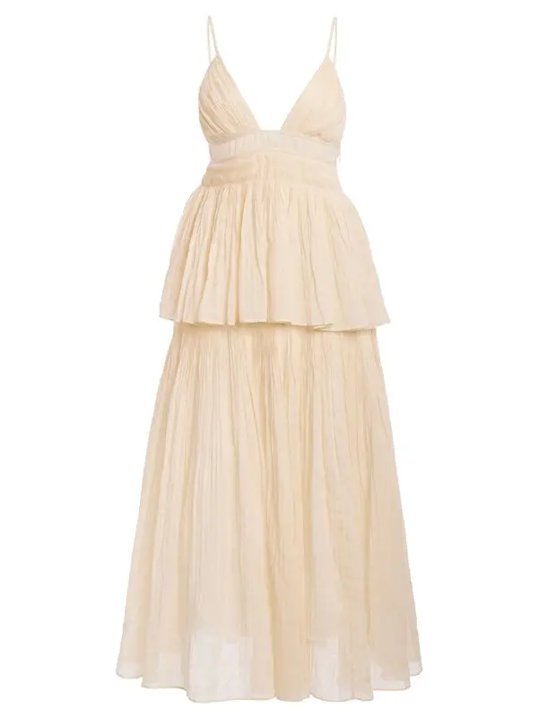 Ulla Johnson Rosanna Peplum-waist Midi Dress - Ivory