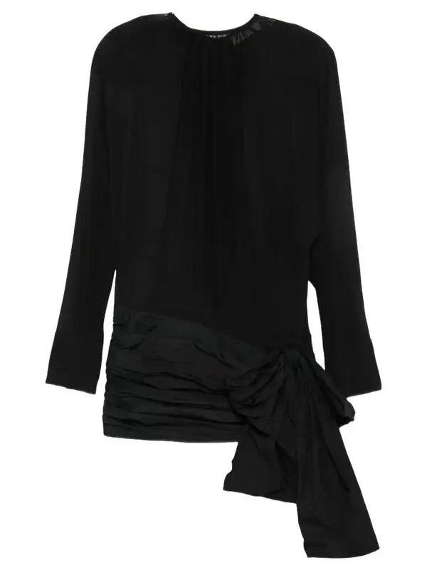 ENTIRE STUDIOS Bow-detail Ruched Mini Dress - Black