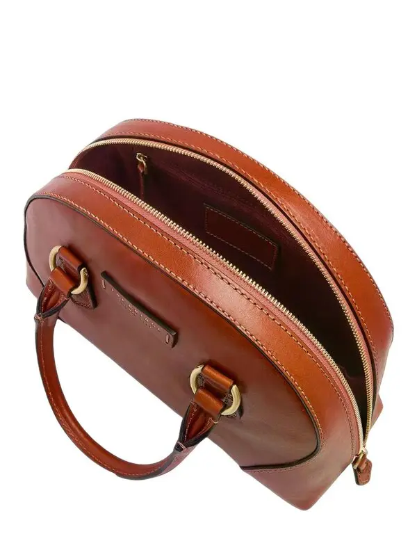 THE BRIDGE Magda Curved Leather Shoulder Bag - Brown