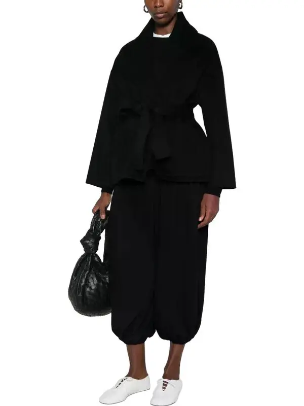 SUSANNE BOMMER Belted Shawl-collar Coat - Black