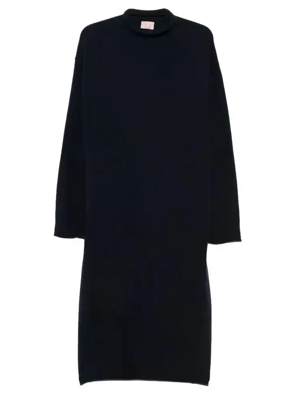 Agl Roll-neck Knitted Midi Dress - Blue