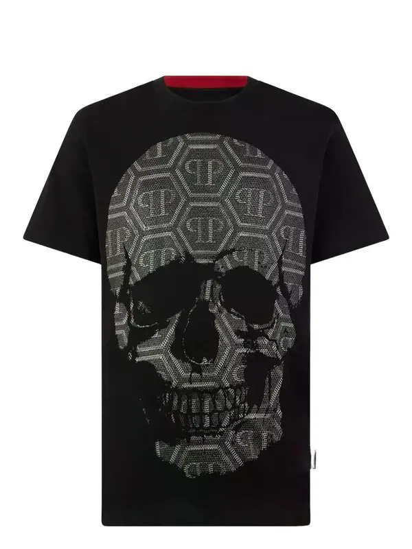 Philipp Plein Round Neck T-shirt Skull Monogram - Black