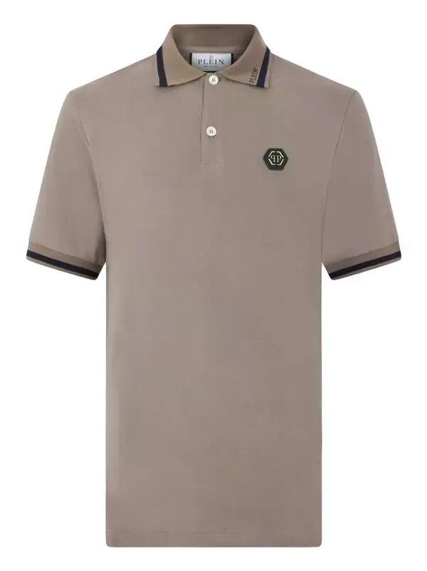 Philipp Plein Logo-plaque Tipped Polo Shirt - Neutrals