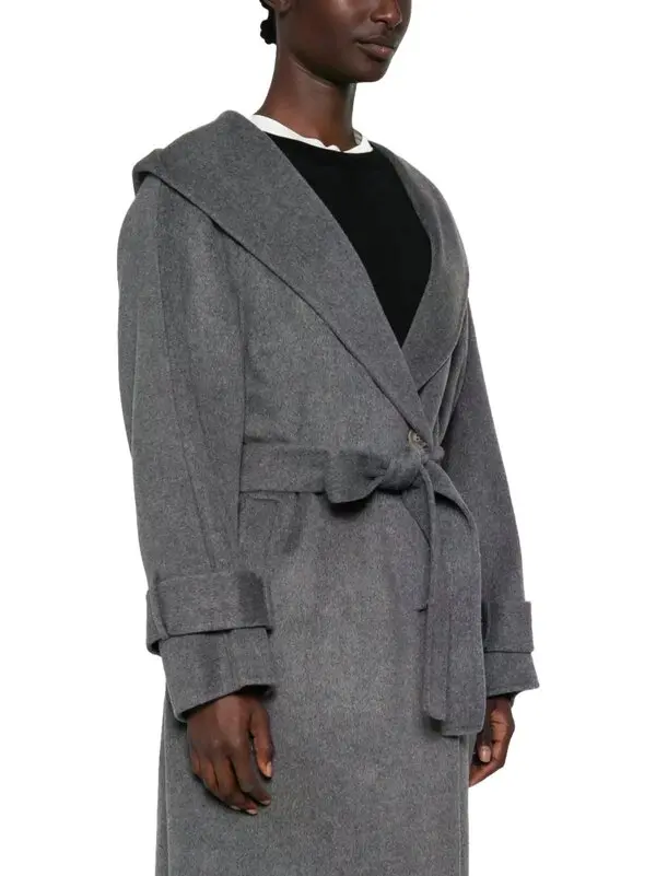 SOLOTRE Hooded Belted Coat - Grey